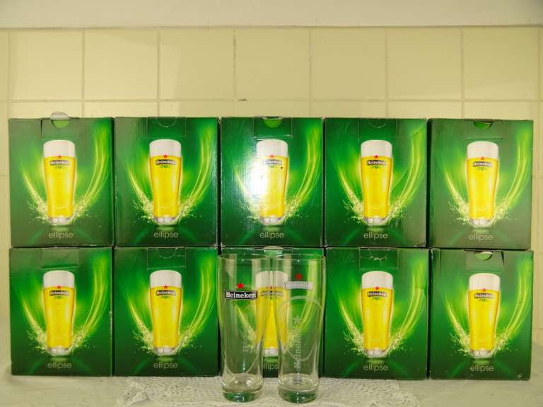 Collectie Heineken Ellipse bierglazen - Curiosa en Kunst.nl