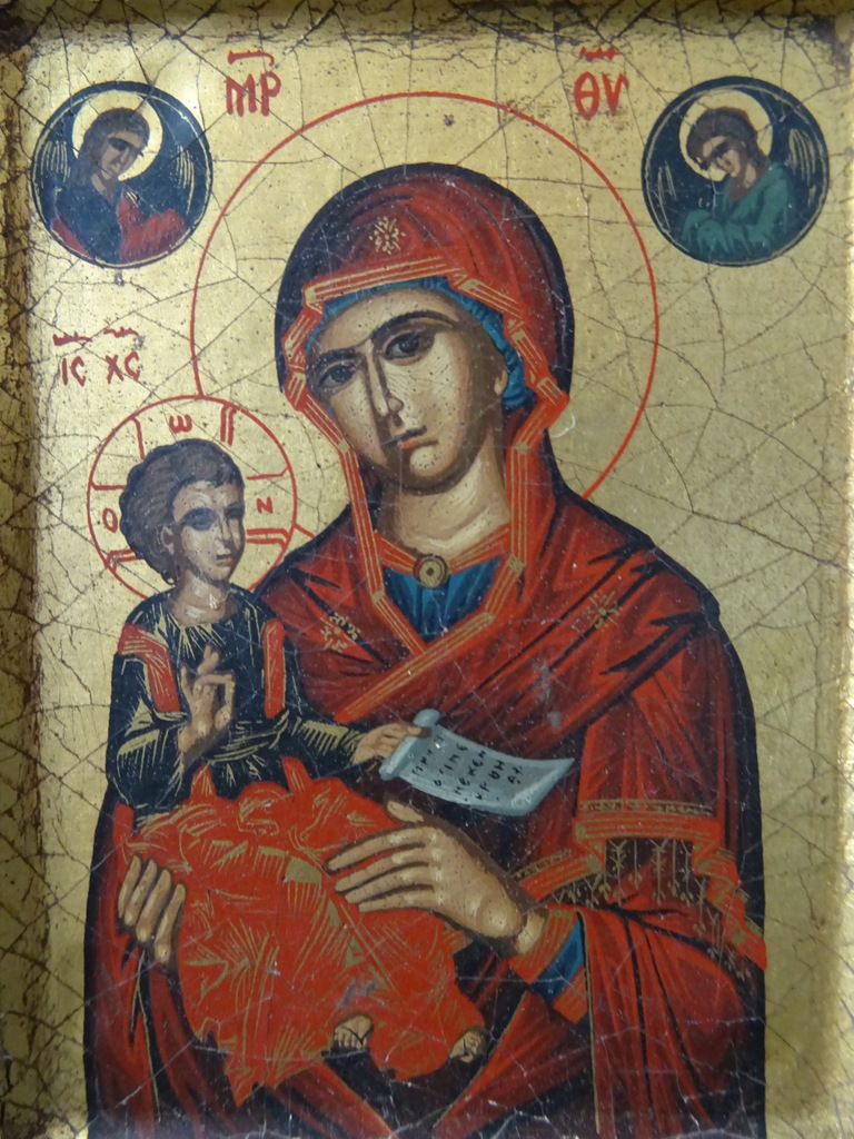 Houten icoon Maria en engelen verguld - Curiosa en Kunst.nl