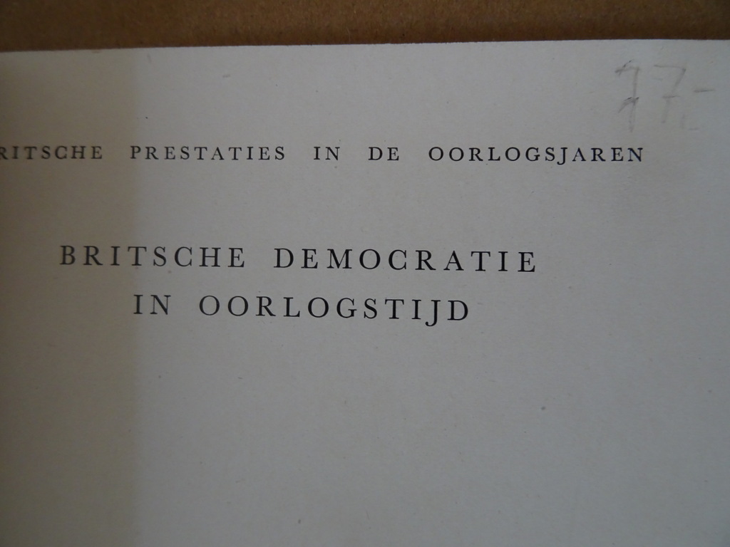Mary Agnes Hamilton Britsche democratie in oorlogstijd - Curiosa en ...